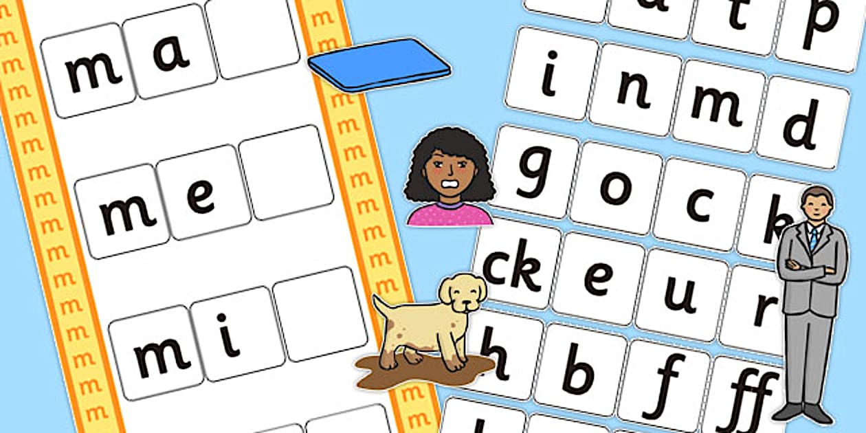 CVC m Word Activity Including Phase 2 Letters and Sounds - phases