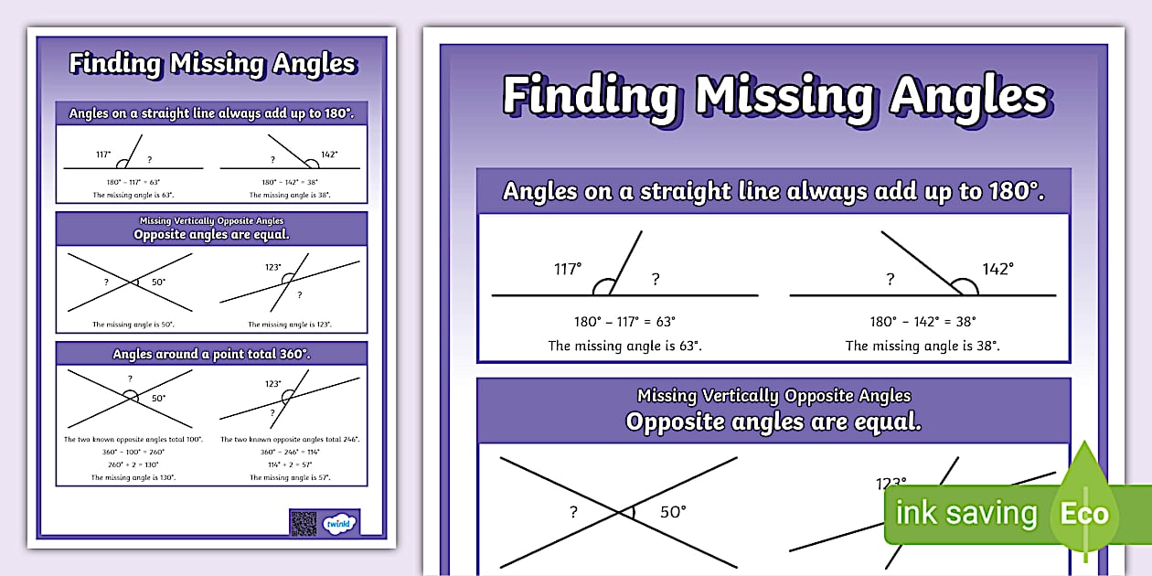 KS2 Finding Missing Angles Display Poster (teacher made)