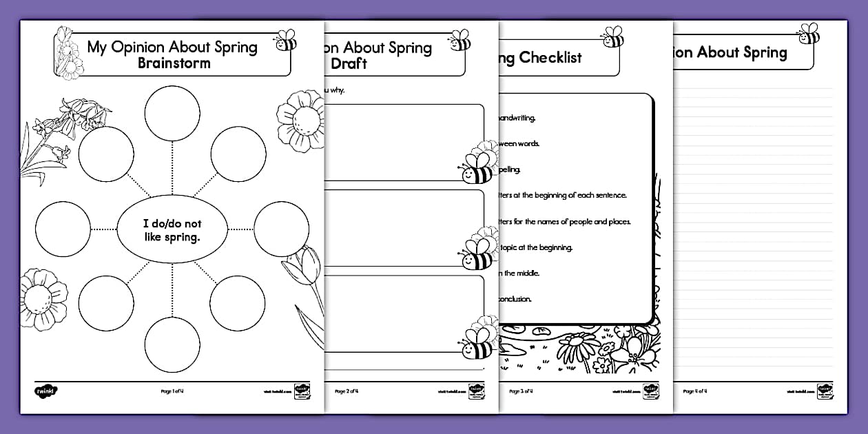 First Grade My Opinion About Spring Writing Prompt Worksheet