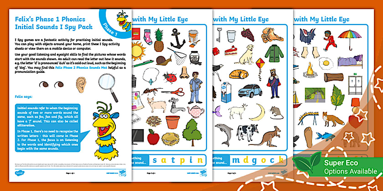 Felix's Phase 1 Phonics Initial Sounds I Spy Pack
