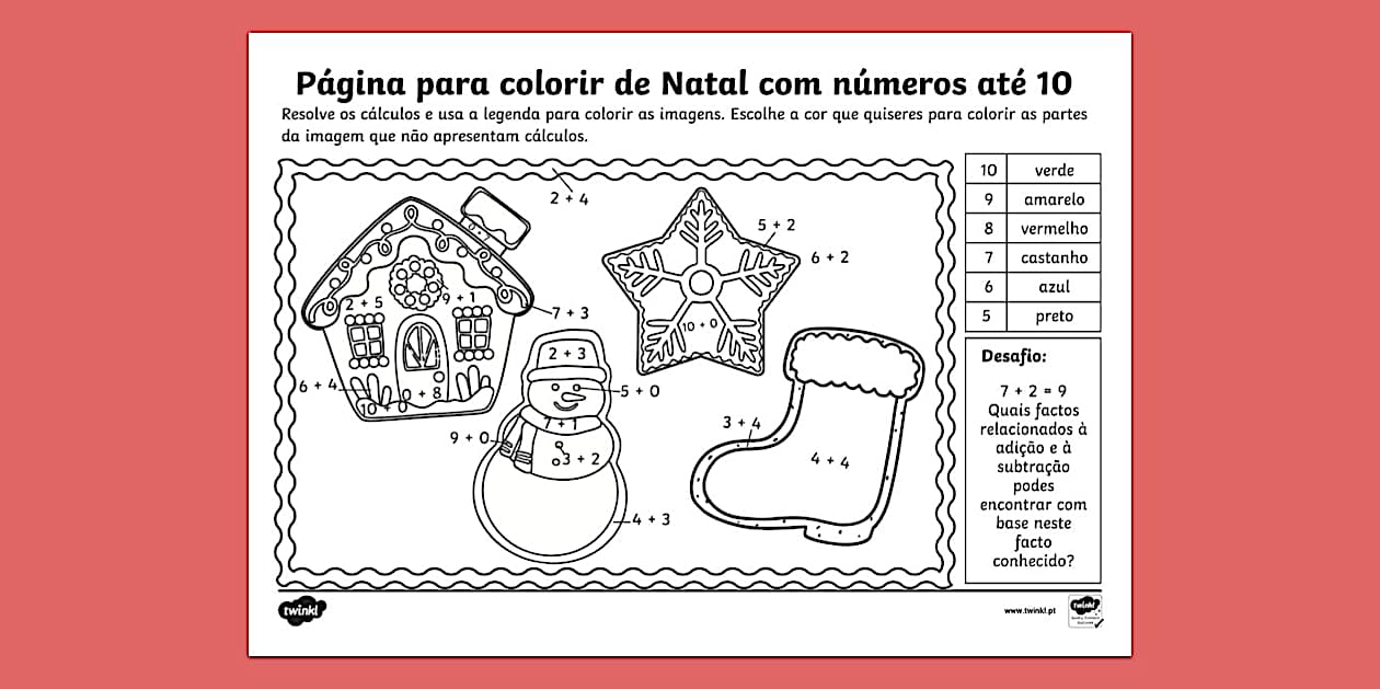Página para colorir de Natal com números até 10 I Twinkl