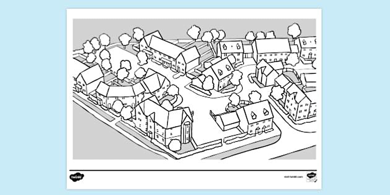 Suburbs Colouring Sheet | Colouring Sheets - Twinkl