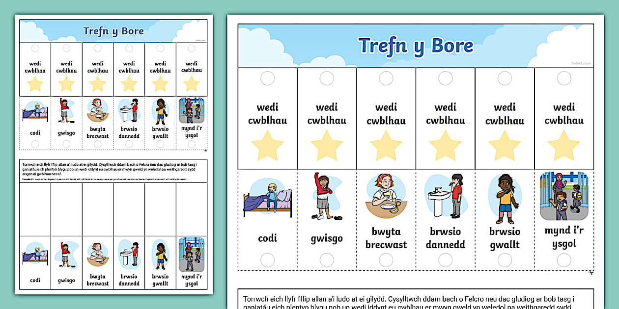 Llyfr Fflip: Trefn Weledol y Bore: (Teacher-Made) - Twinkl