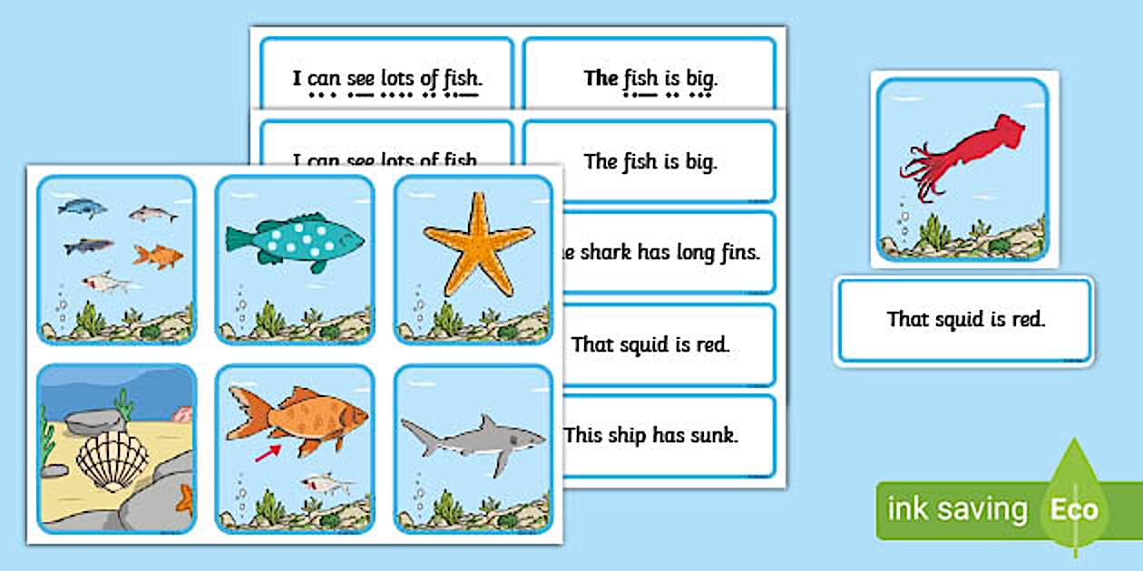 Under the Sea Simple Sentence Matching Activity - Twinkl