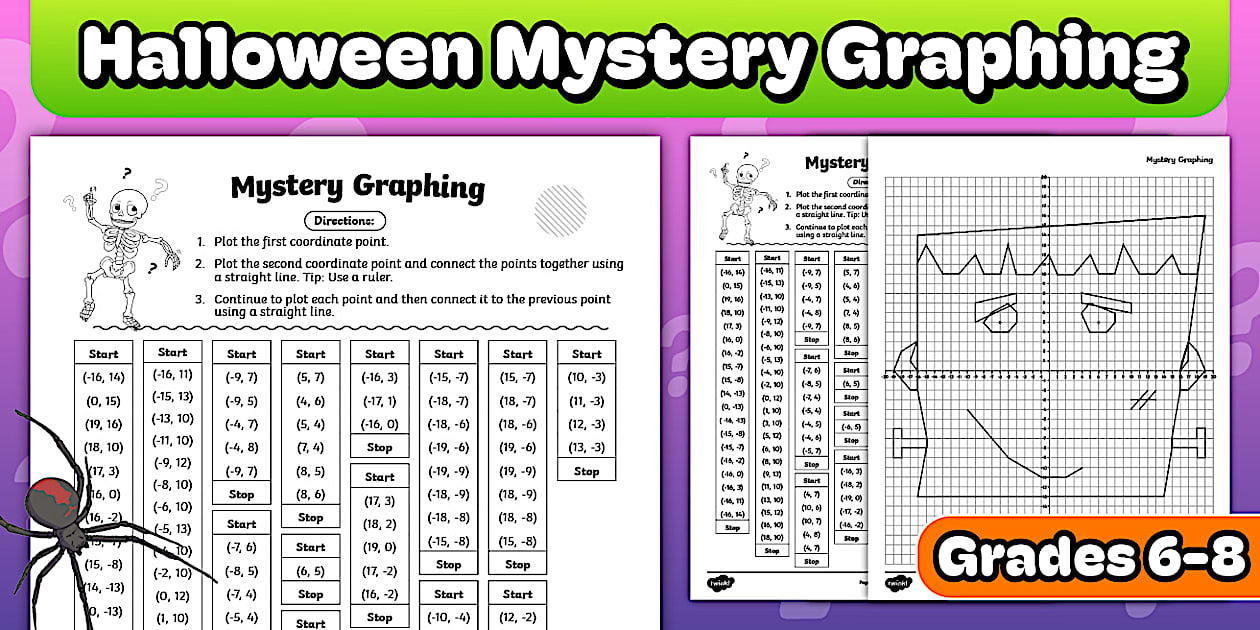 Halloween Frankenstein Mystery Graphing Worksheet for 6th-8th Grade