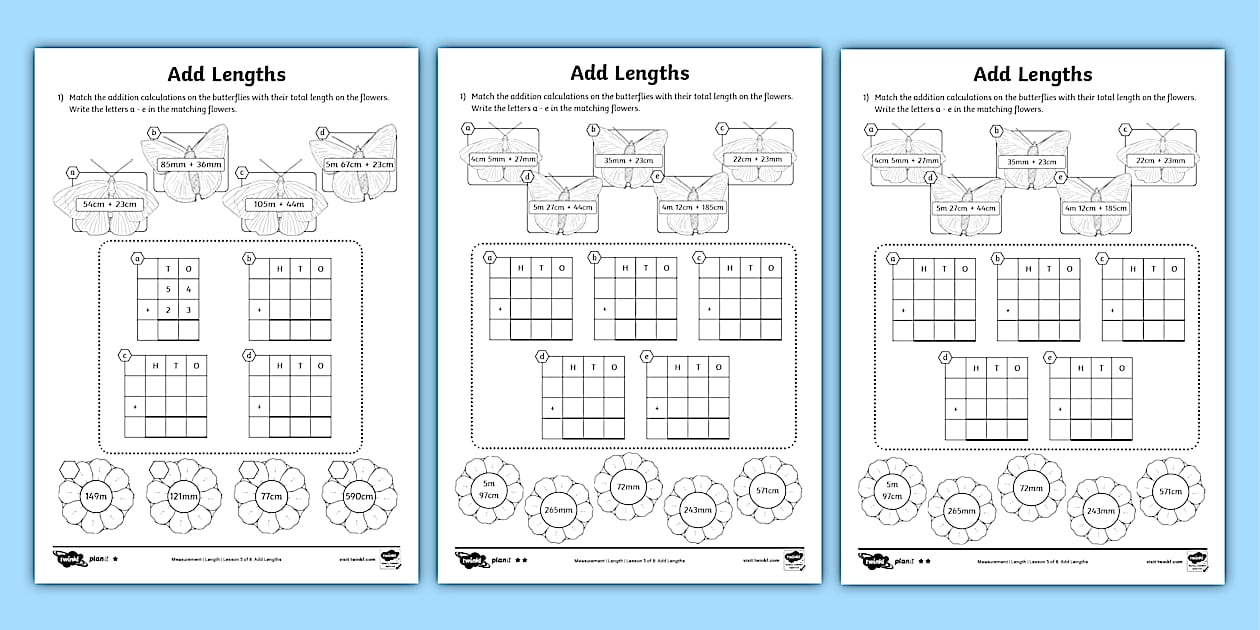 👉 PlanIt Maths Year 3 Add Lengths Differentiated Activities