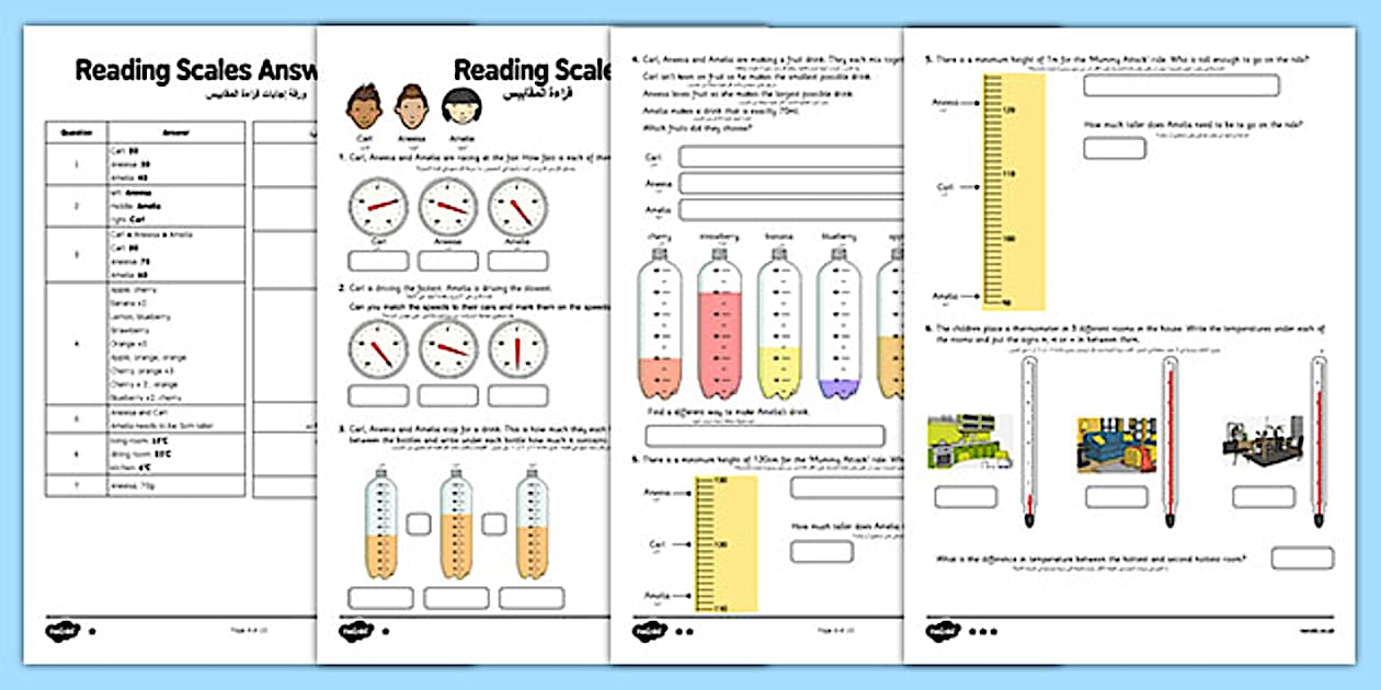 Reading Scales Worksheet / Worksheet Arabic Translation