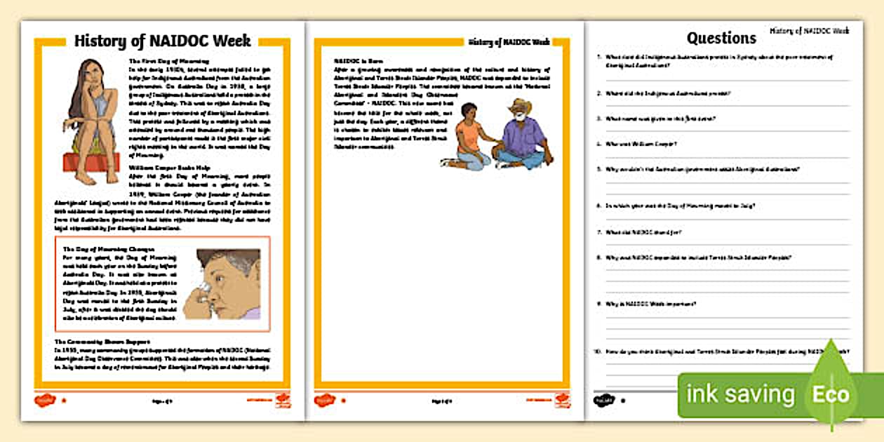 Editable NAIDOC Week Differentiated Reading Comprehension Activity