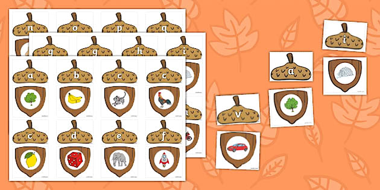 Jeu de paires de l'automne : alphabet et sons d'attaque de mots