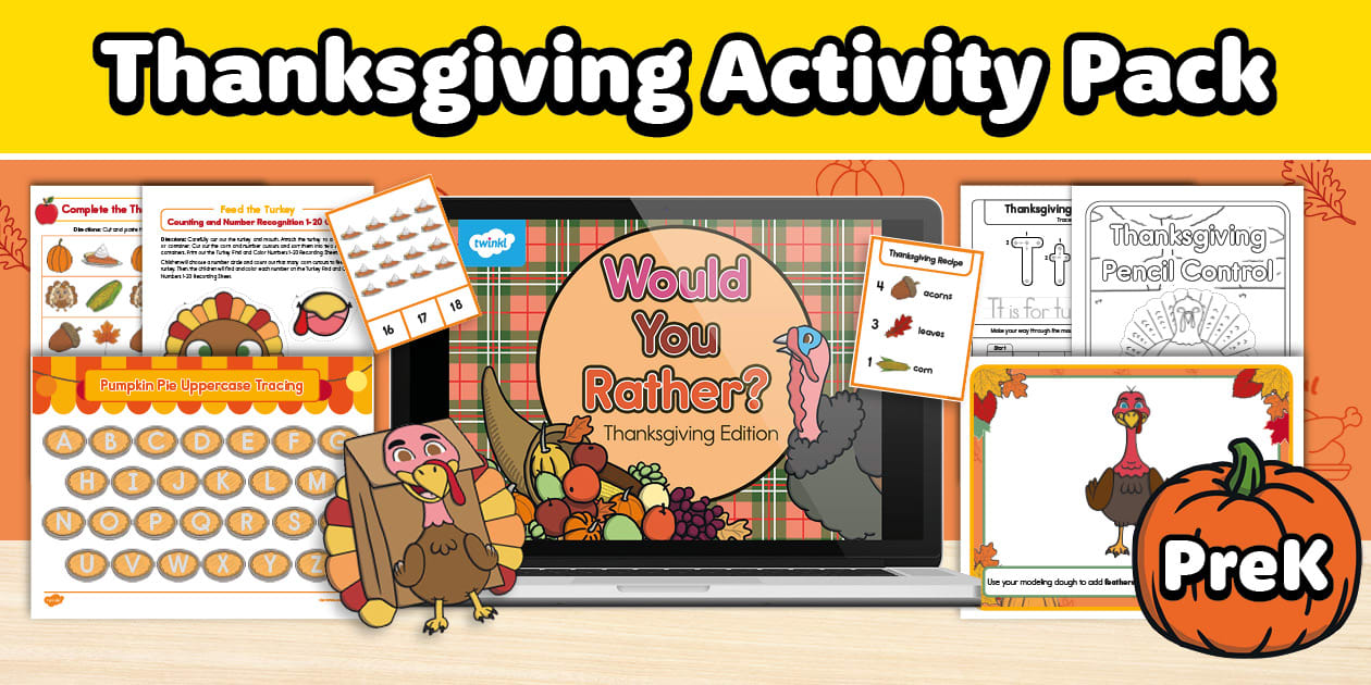 Prekindergarten Thanksgiving Activity Pack