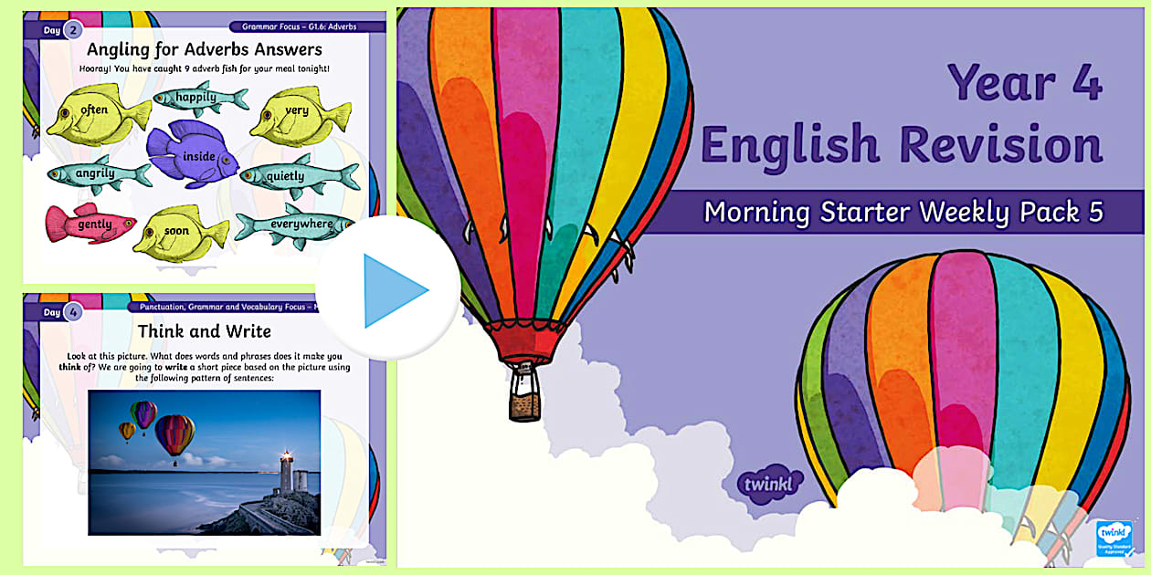 Year 4 English Revision Morning Starter Weekly PowerPoint Pack 5