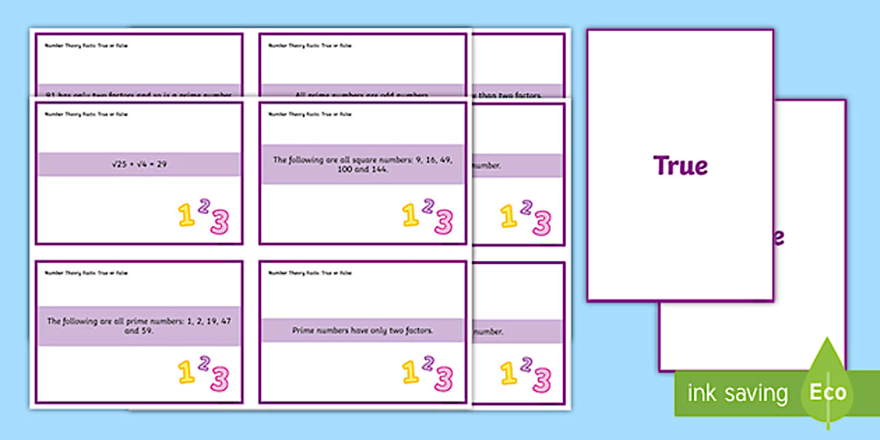 Number Theory Facts: True or False Sorting Activity - Twinkl