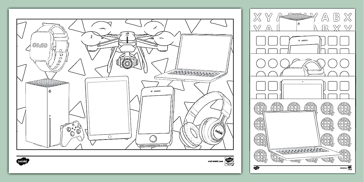 KS2 Digital Devices Colouring Pages (teacher made) - Twinkl