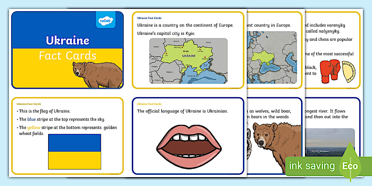 KS1 Ukraine Fact Cards (teacher made) - Twinkl