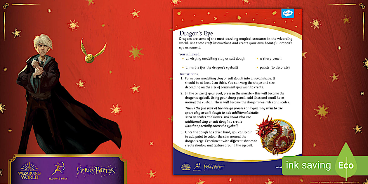 FREE! - Harry Potter: Clay Dragon’s Eye Craft Activity