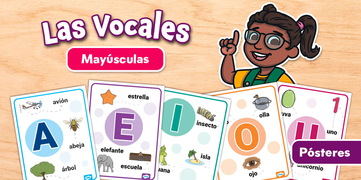 Póster Vocales Mayúsculas |Lectoescritura| Preescolar |PK| K