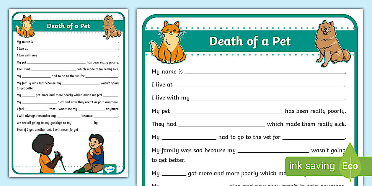 Social Situation Sheet Death of a Pet Primary