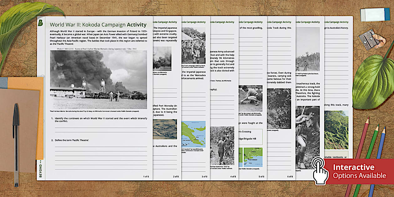 World War II: Kokoda Campaign Activity Sheet - Twinkl