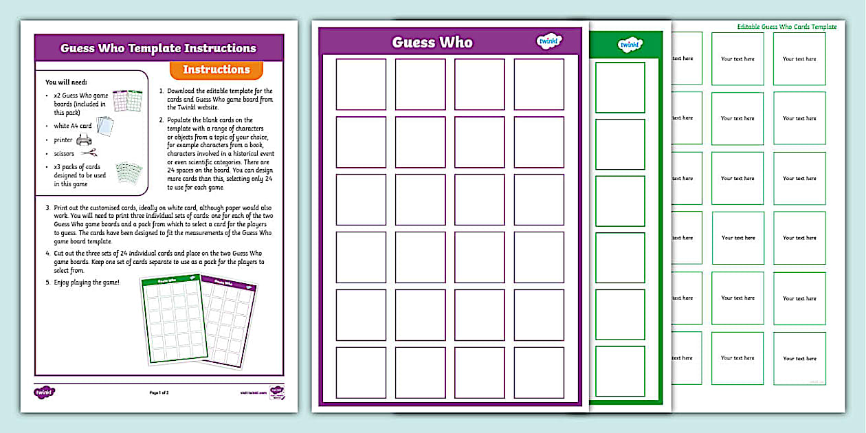 Editable Guess Who cards to design your own game - Twinkl