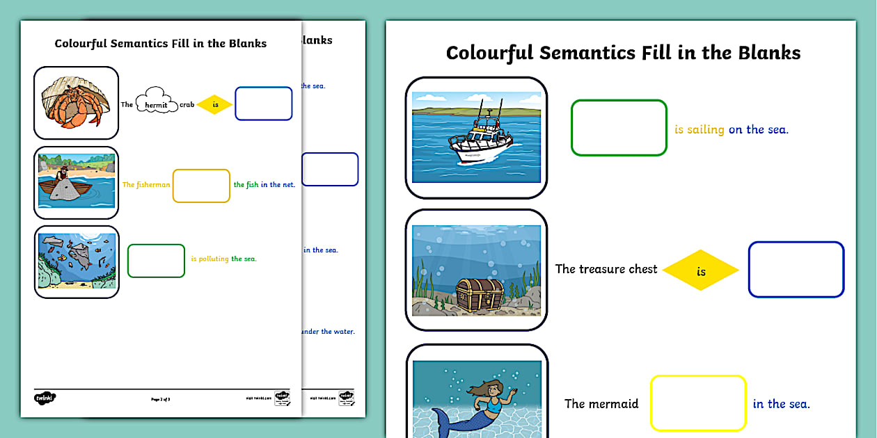 KS1 Colourful Semantics Under the Sea Fill in the Blanks