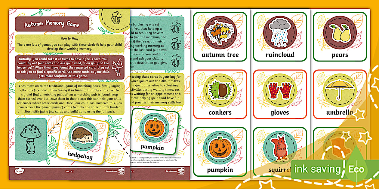 Autumn Memory Game (teacher made) - Twinkl