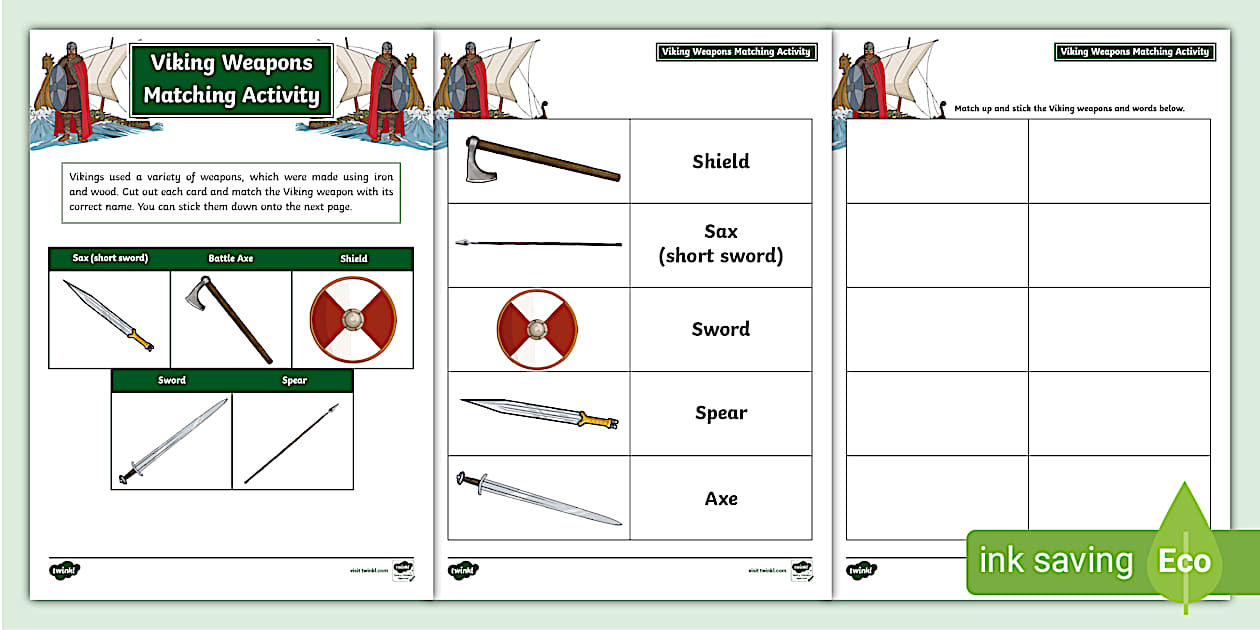 Viking Weapons Matching Activity | Vikings | Twinkl | KS1