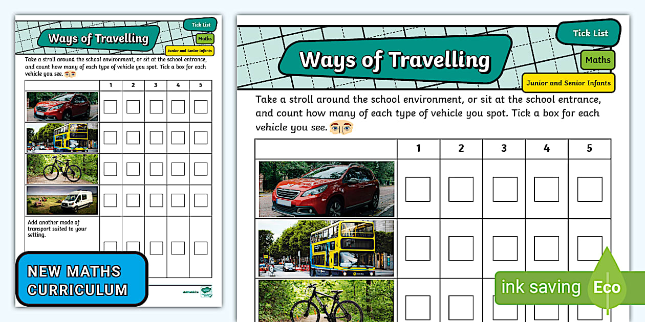 Ways of Travelling Tick List (Teacher-Made) - Twinkl