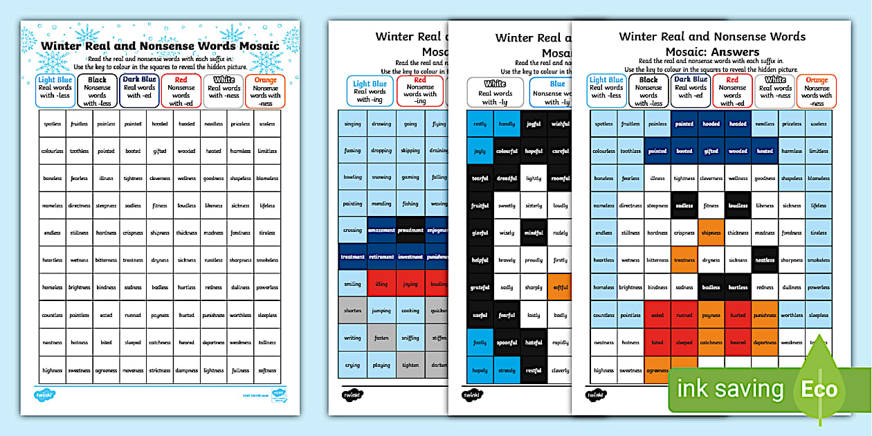 Winter Phase 6 Phonics Mosaic Worksheets - Primary Resource