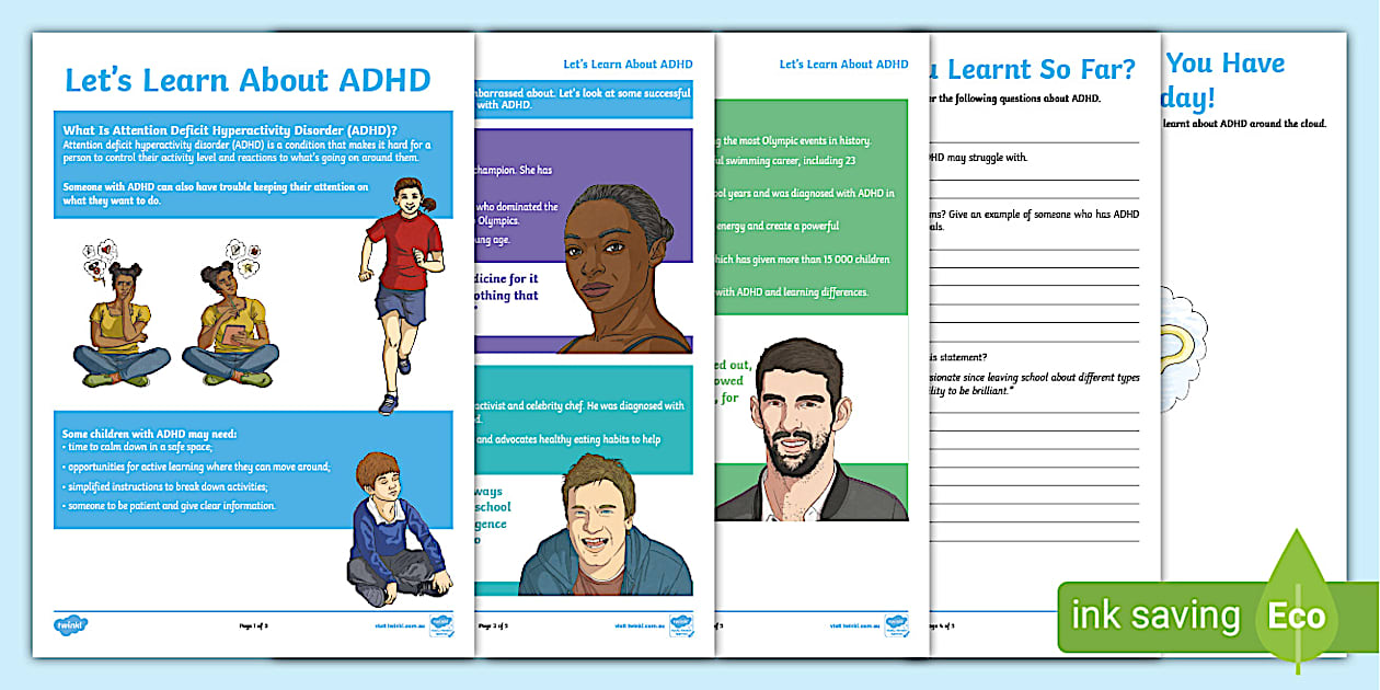 Let's Learn About ADHD Activity Sheets (teacher made)