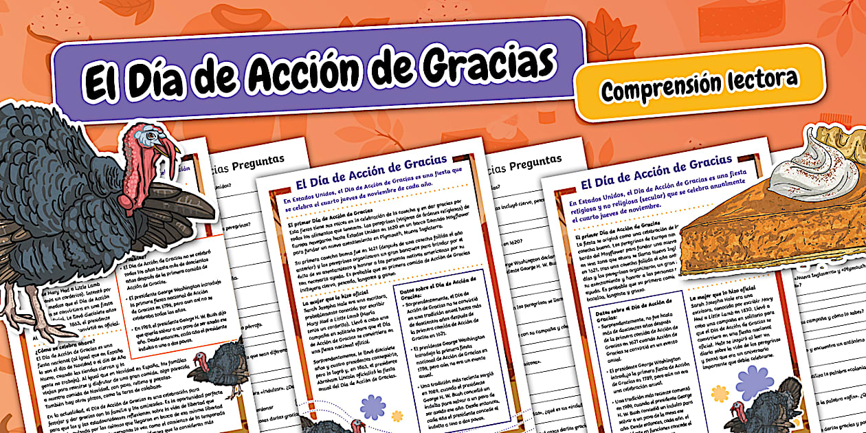 Comprensión lectora por niveles: El Día de Acción de Gracias
