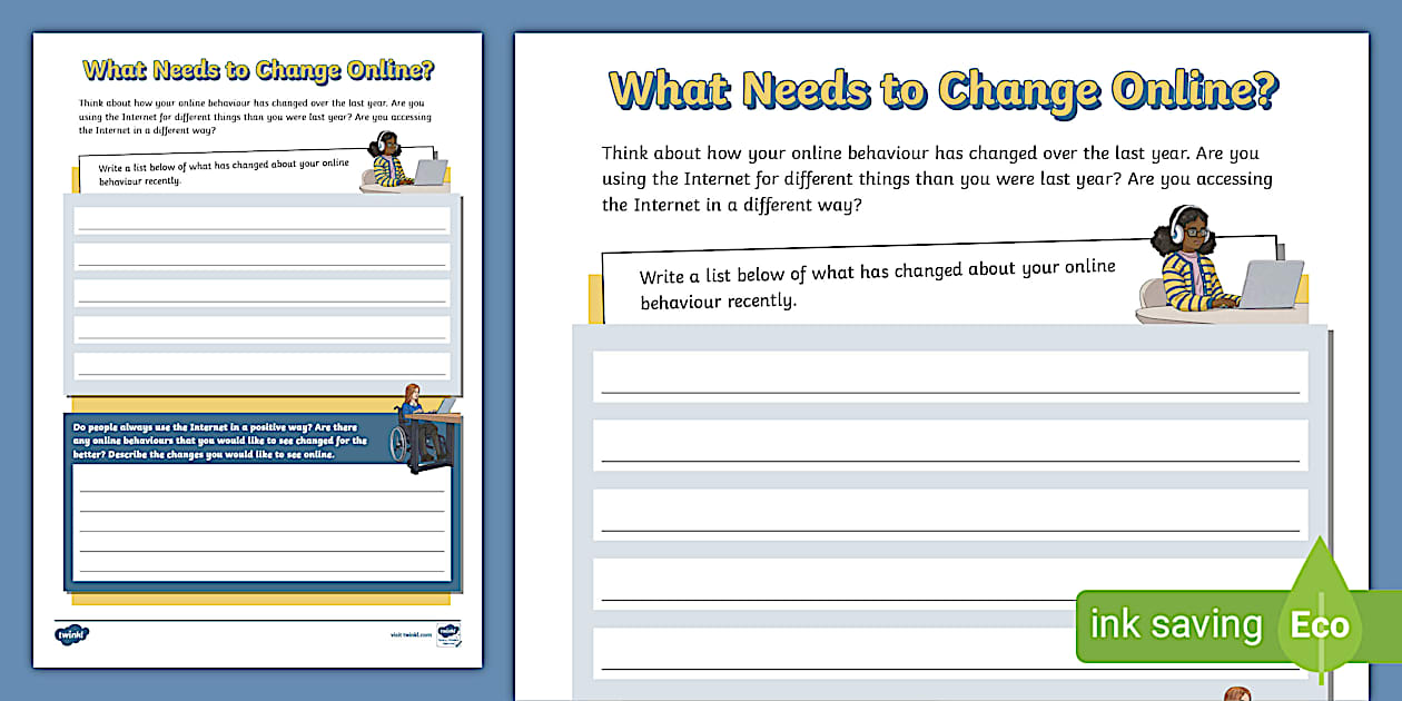 What Needs to Change Online? Worksheet - Twinkl - KS2