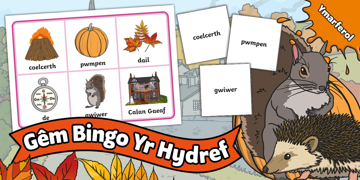 Gêm Bingo Yr Hydref (teacher made) - Twinkl