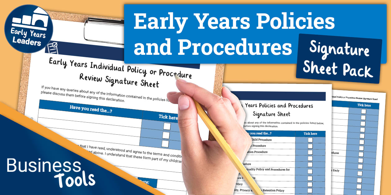 Early Years Policies and Procedures Signature Sheet Pack