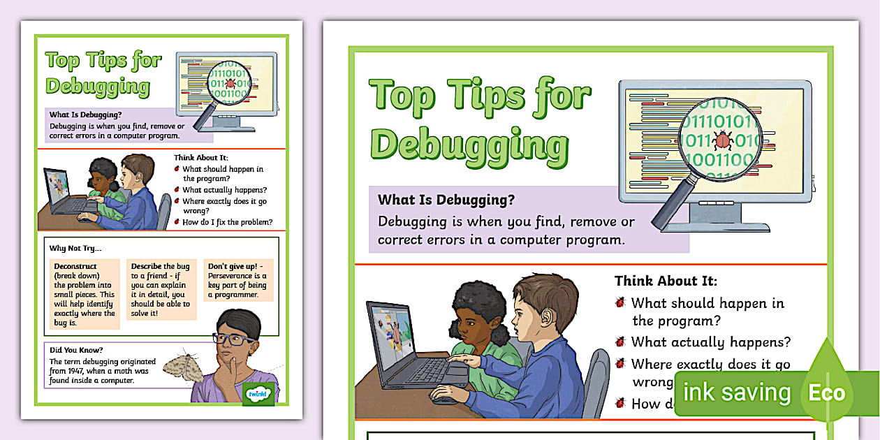 Top Tips for Debugging Display Poster - Twinkl - KS2