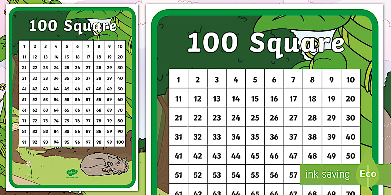 Fee! Fi! Fo! Fum! 100 Number Square (Teacher-Made) - Twinkl
