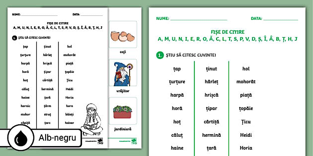 Fișă de citire sunetul și litera J (teacher made)