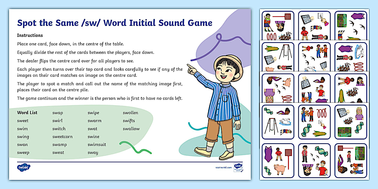 Spot the Same /sw/ Word Initial Sound Game (teacher made)
