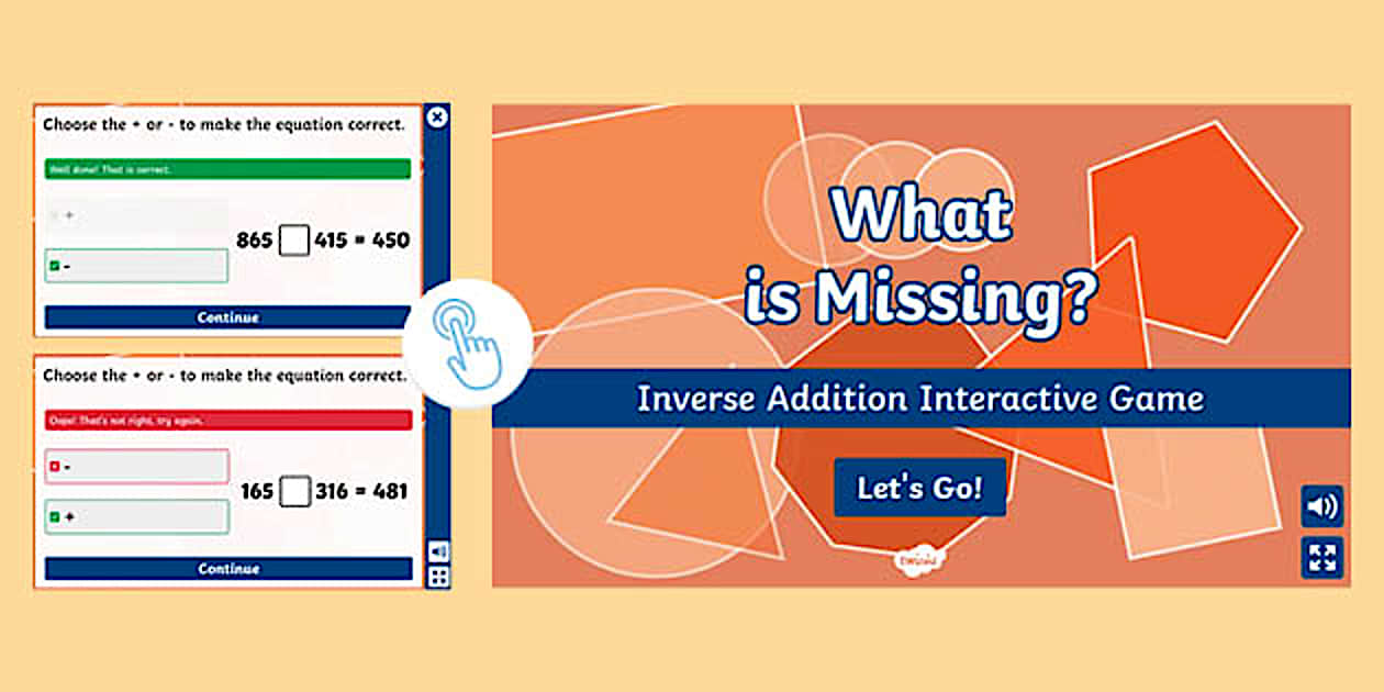 Inverse Interactive Game | Online Maths Drills: Addition
