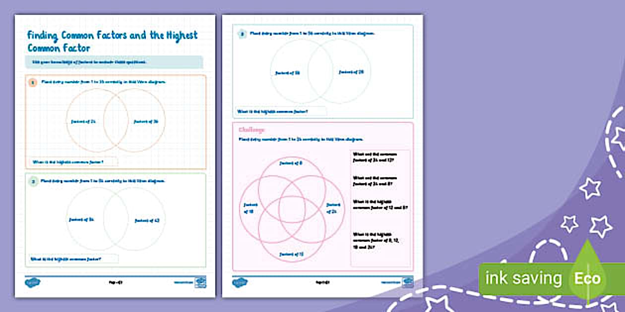 Finding Common Factors and the Highest Common Factor (Ages 10 - 11)