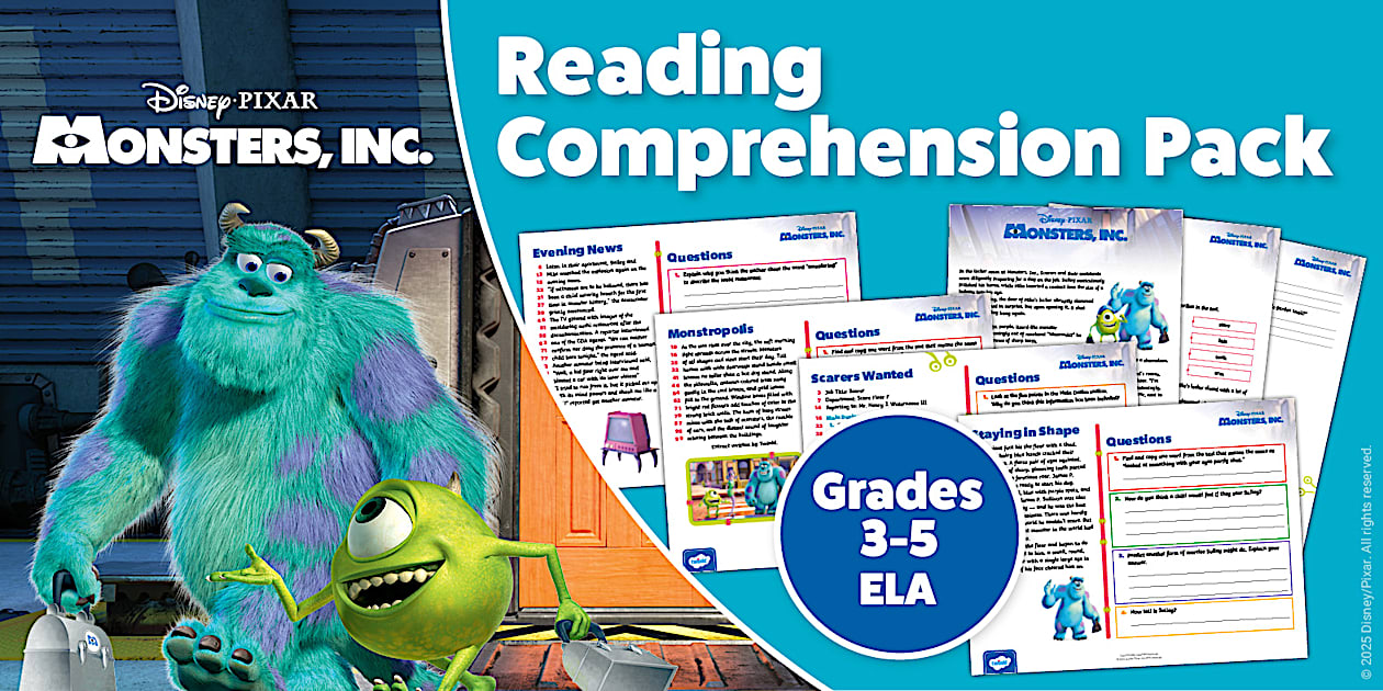 Monsters, Inc.: Reading Comprehension Pack for 3rd-5th Grade