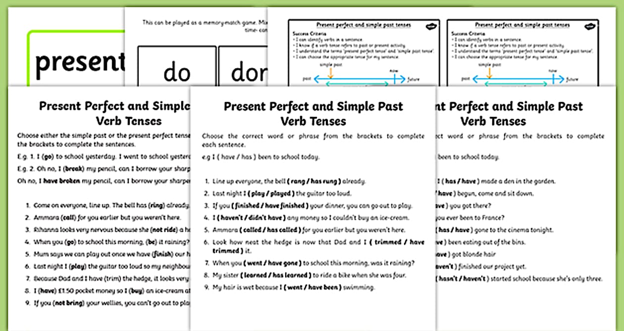 Using the Present Form of Verbs in Contrast to Past Tense Lessons