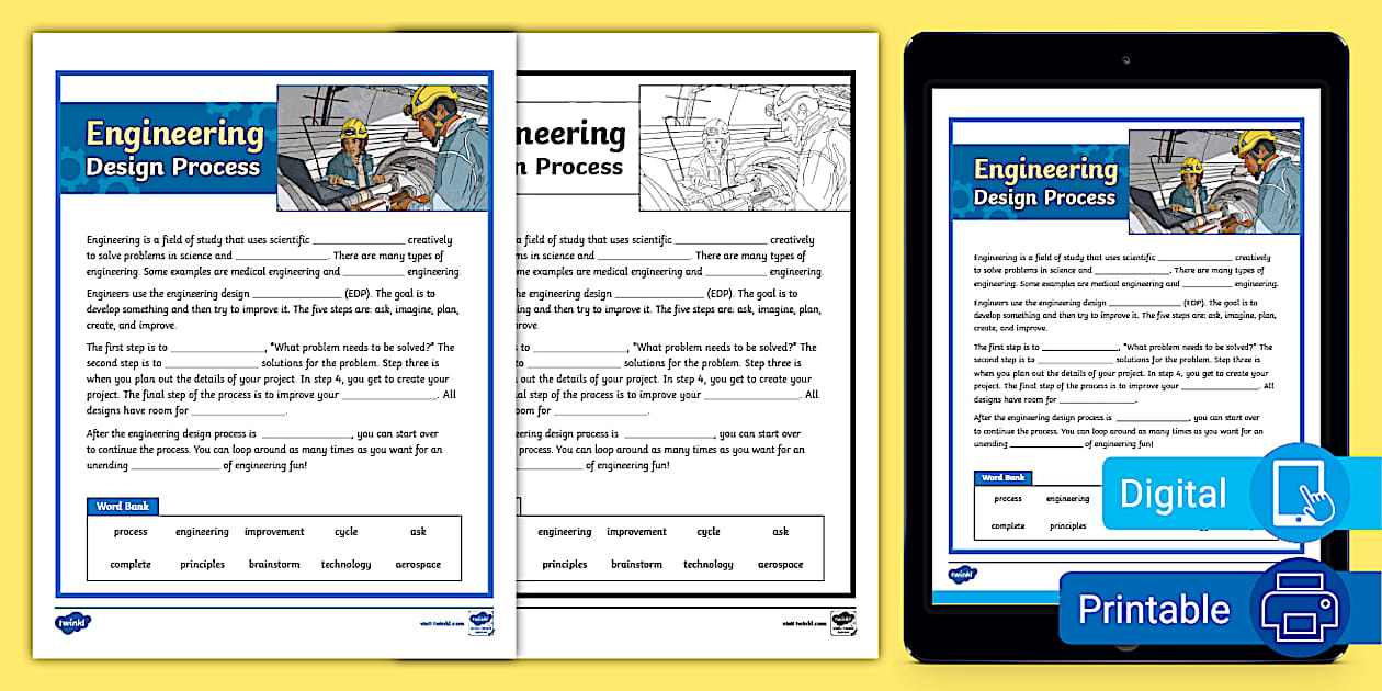 Fourth Grade Engineering Design Process Cloze Reading