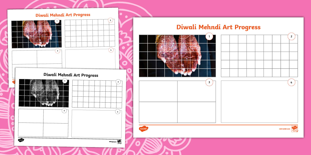 Diwali Mehndi Art Progress Template (teacher made) - Twinkl