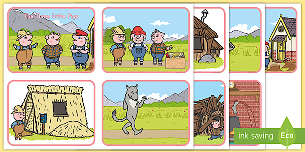 Three Little Pigs Sequencing Cards for Kids | Twinkl USA