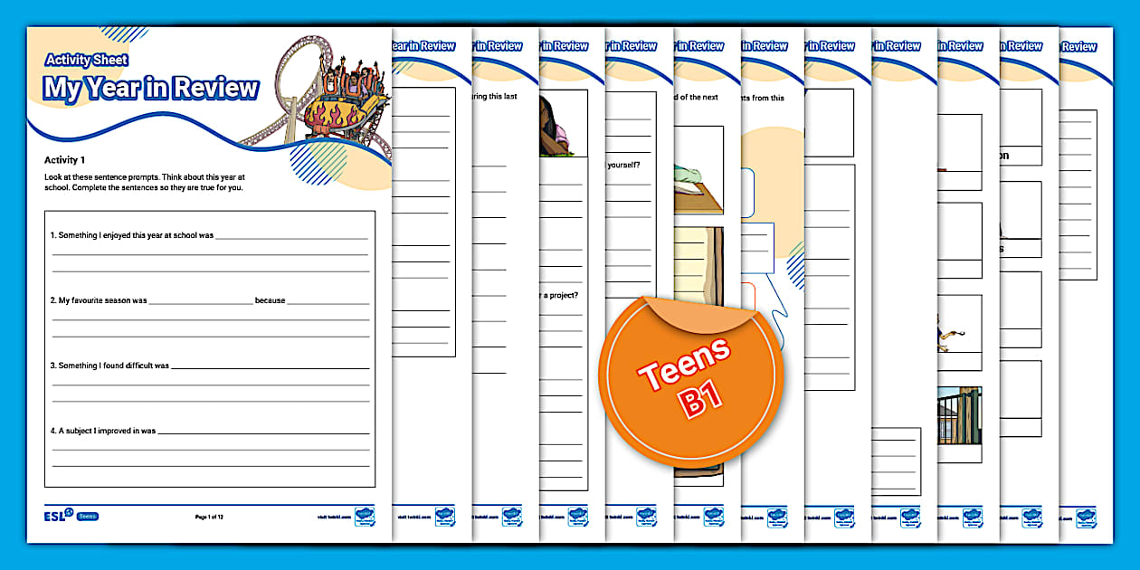 My Year in Review Activity Sheet [Teens, B1] - Twinkl