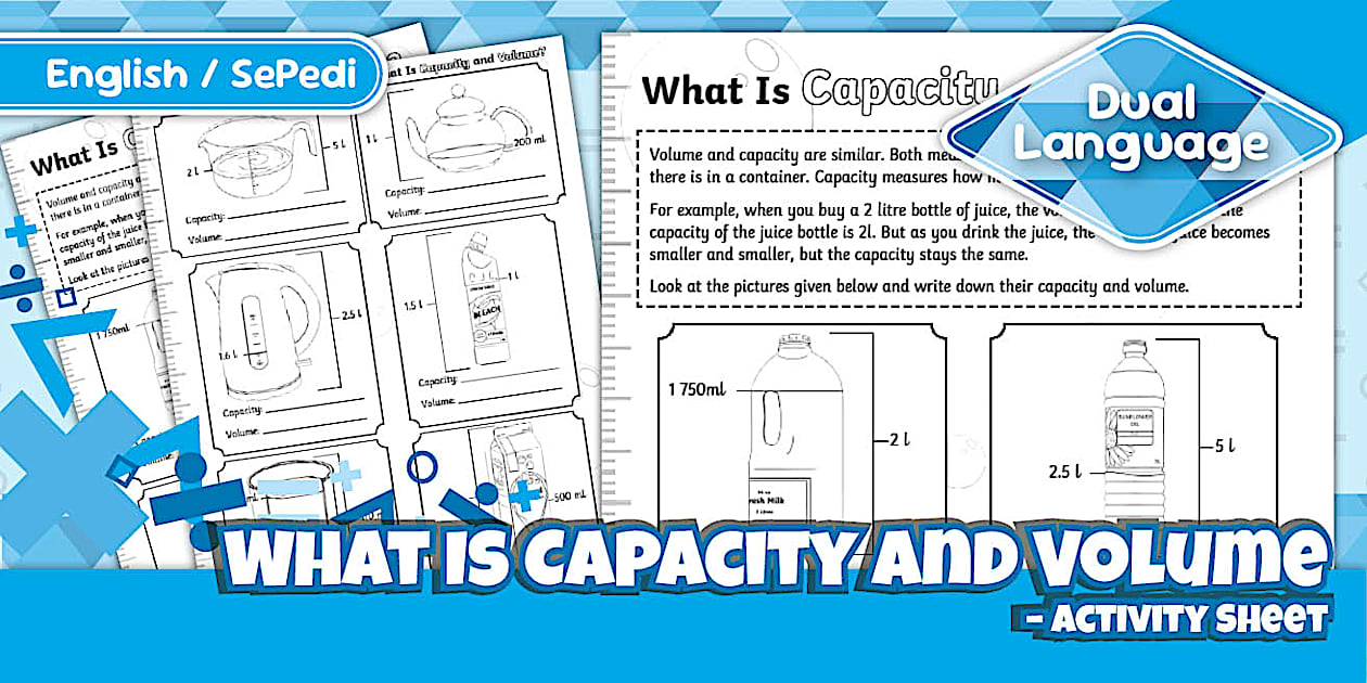Grade 4 Maths What Is Capacity and Volume – Activity Sheet