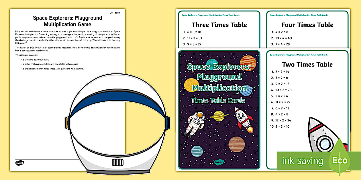 Space Explorers: Multiplication Game Playground Worksheets