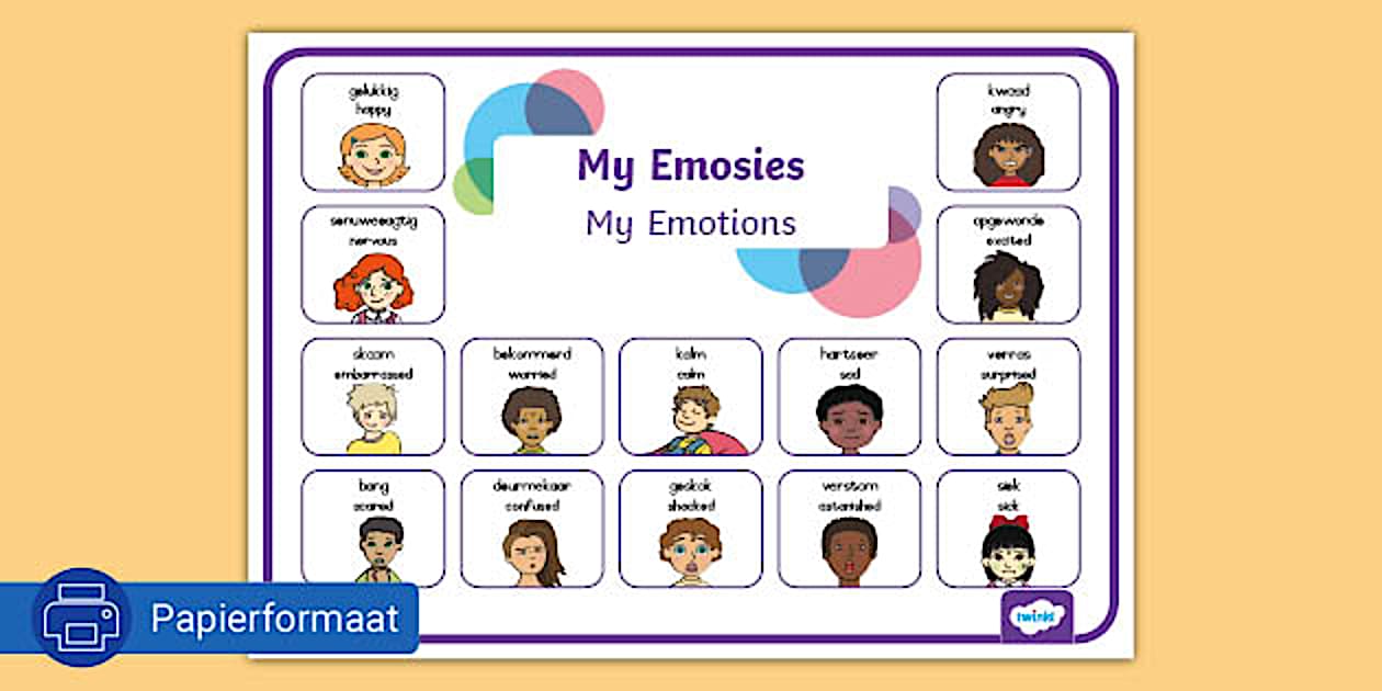 My Emosies Woordmat: Afrikaans en Engels (teacher made)