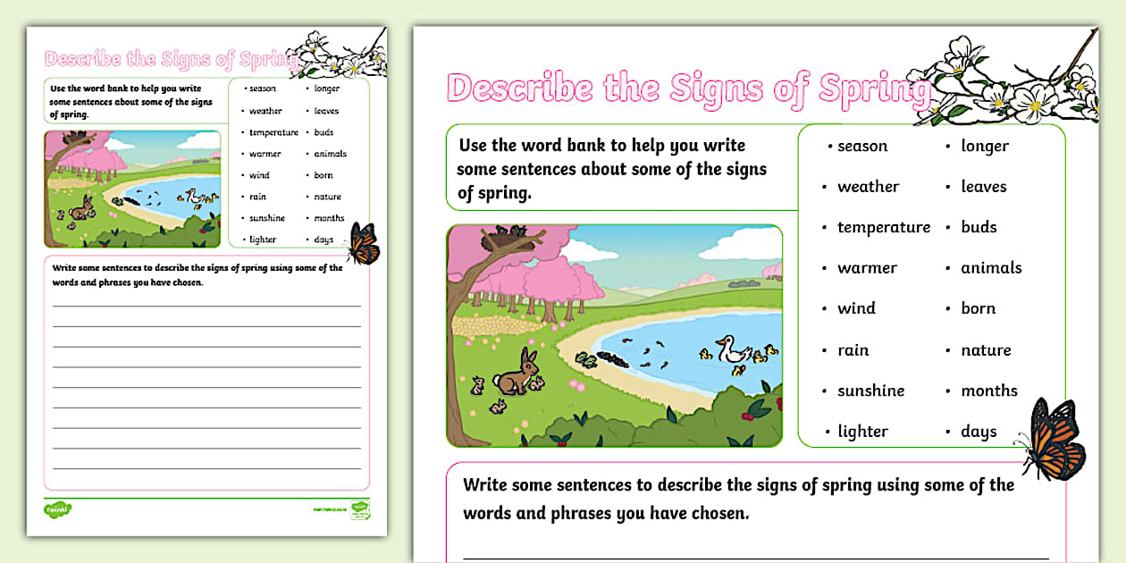 Describe the Signs of Spring Worksheet (Teacher-Made)