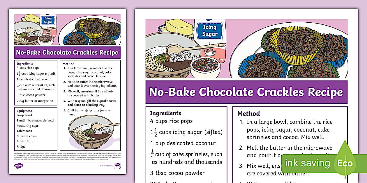 TAS Chocolate Crackles Recipe (professor feito) - Twinkl